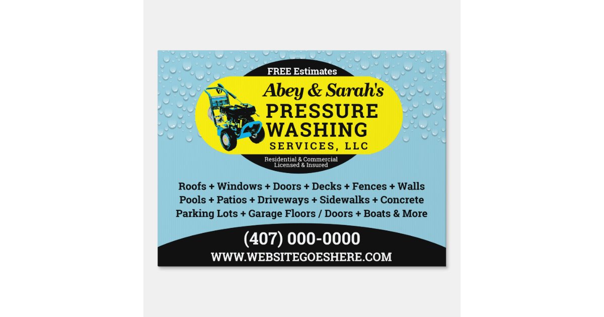 Pressure Washing Power Cleaning Sign | Zazzle