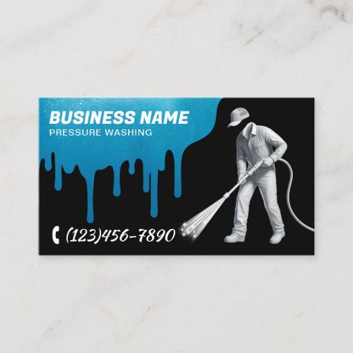 Pressure Washing Power Wash 3D Worker Cleaning Business Card | Zazzle