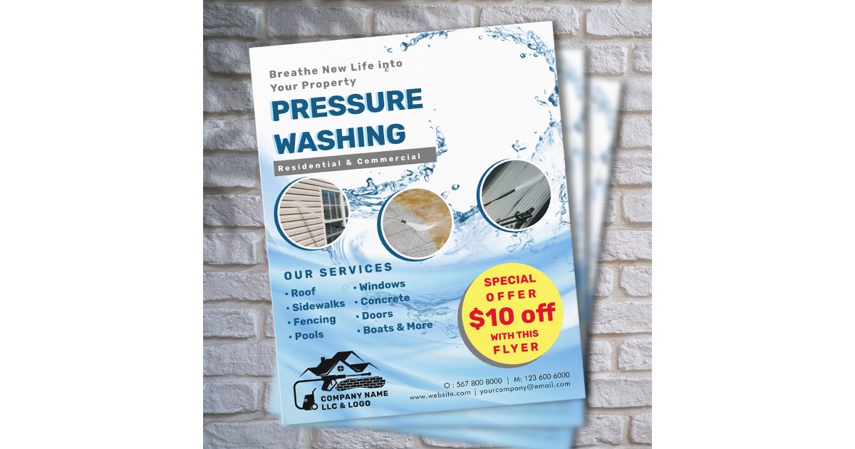 Pressure washing Power wash cleaning Marketing Flyer | Zazzle