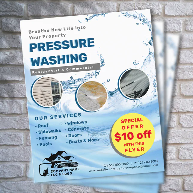Pressure washing Power wash cleaning Marketing Flyer | Zazzle
