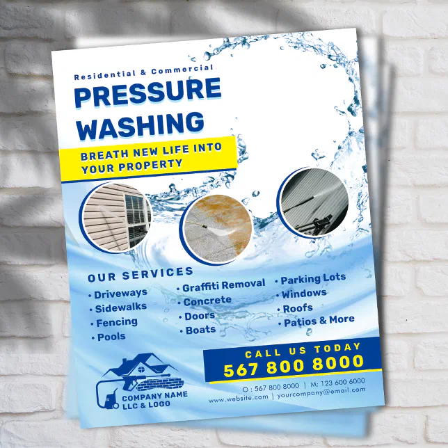 Pressure washing Power wash House cleaning Flyer | Zazzle