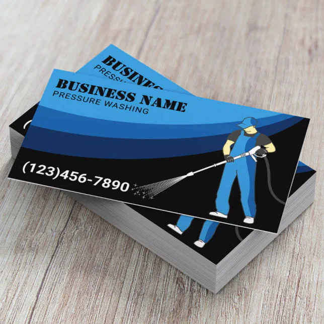 Pressure Washing Power Wash Modern Blue Cleaning Business Card | Zazzle