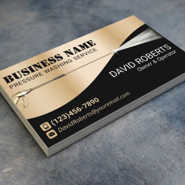 Pressure Washing Power Wash Modern Gold Cleaning Business Card | Zazzle