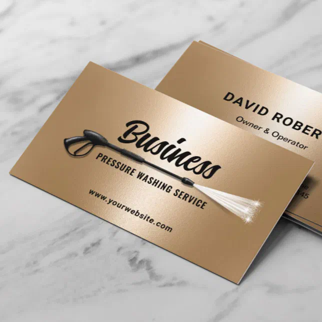 Pressure Washing Power Wash Modern Gold Cleaning Business Card | Zazzle