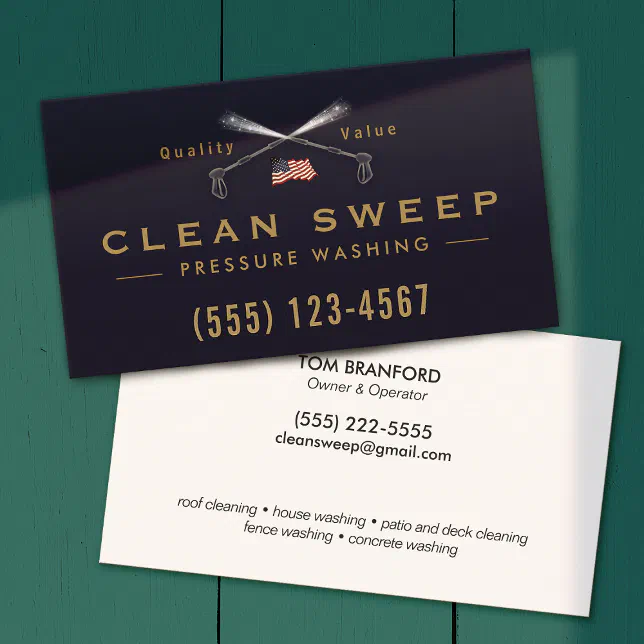 Pressure Washing Power Wash Patriotic Company Business Card | Zazzle