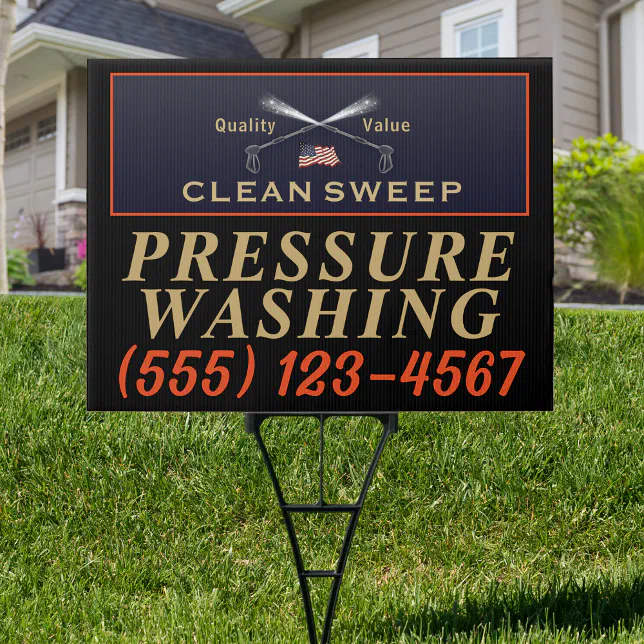 Pressure Washing Power Wash Patriotic Company Sign | Zazzle