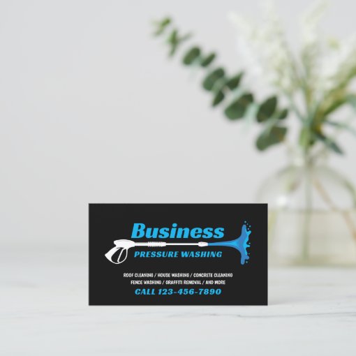 Pressure Washing Power Washer Black Cleaning Business Card | Zazzle