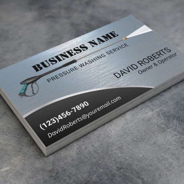 Pressure Washing Power Washer Blue Metal Cleaning Business Card | Zazzle