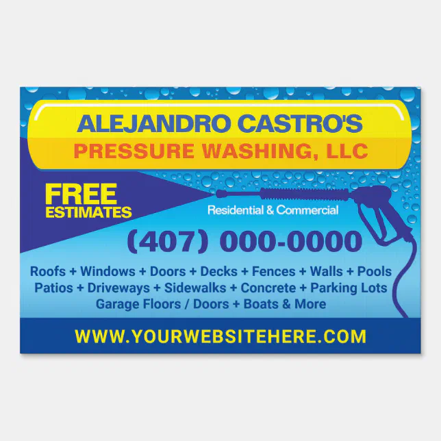 Pressure Washing Power Washing Cleaning Yard Sign | Zazzle