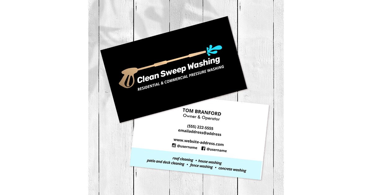 Pressure Washing Power Washing Gold Black Busines Business Card | Zazzle