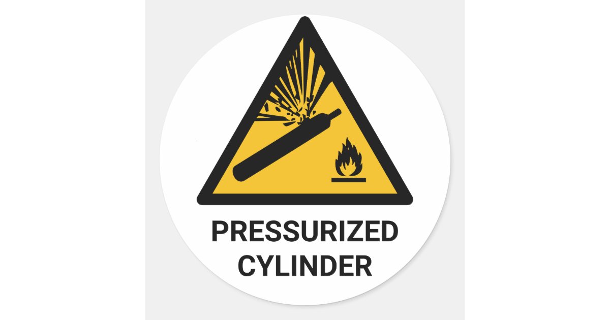 Pressurized Cylinder Warning, Compressed Canister Classic Round Sticker ...
