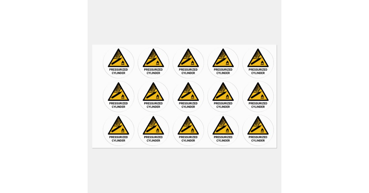 Pressurized Cylinder Warning, Compressed Canister Labels | Zazzle