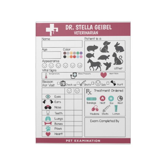 Pretend Play Veterinarian Exam Sheets Notepad | Zazzle.com