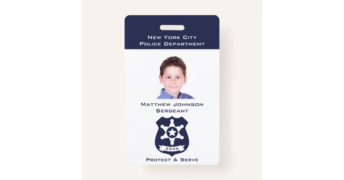 Pretend Police Badge for Kids with Photo | Zazzle