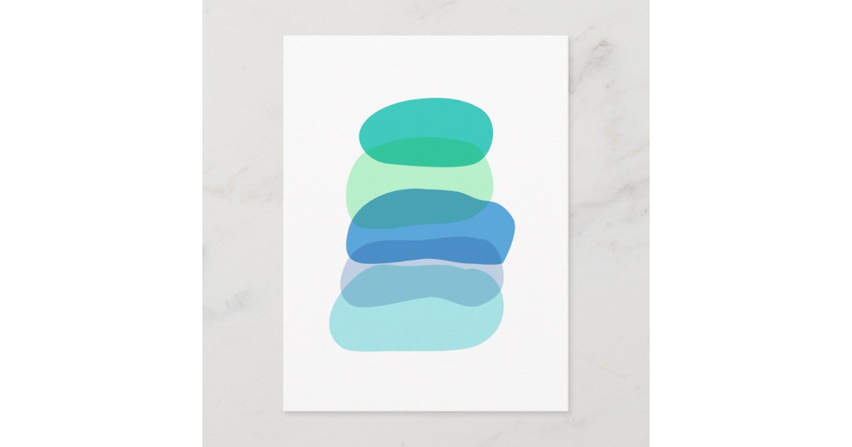 Pretty Abstract Geometric Shapes in Blue and Green Postcard | Zazzle
