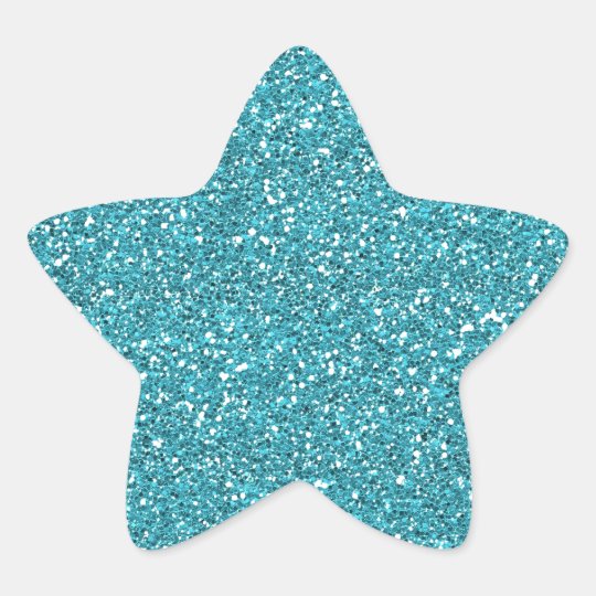 Pretty Aqua Blue Sparkly Glitter Star Sticker | Zazzle.com