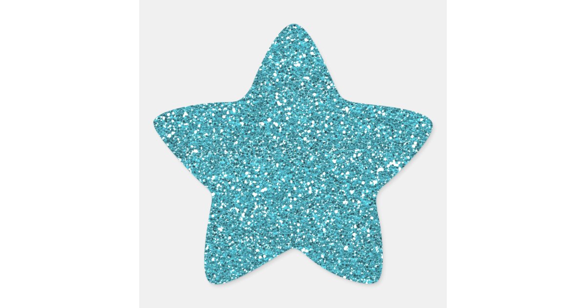Pretty Aqua Blue Sparkly Glitter Star Sticker | Zazzle