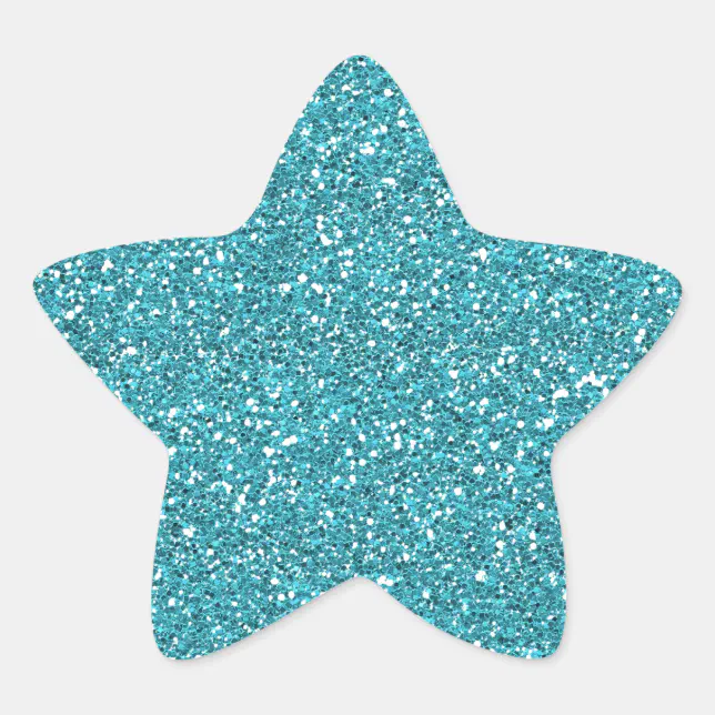 Pretty Aqua Blue Sparkly Glitter Star Sticker | Zazzle