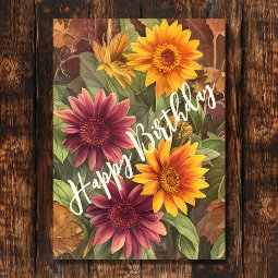 Pretty Autumn Flowers Floral Fall Birthday Card | Zazzle