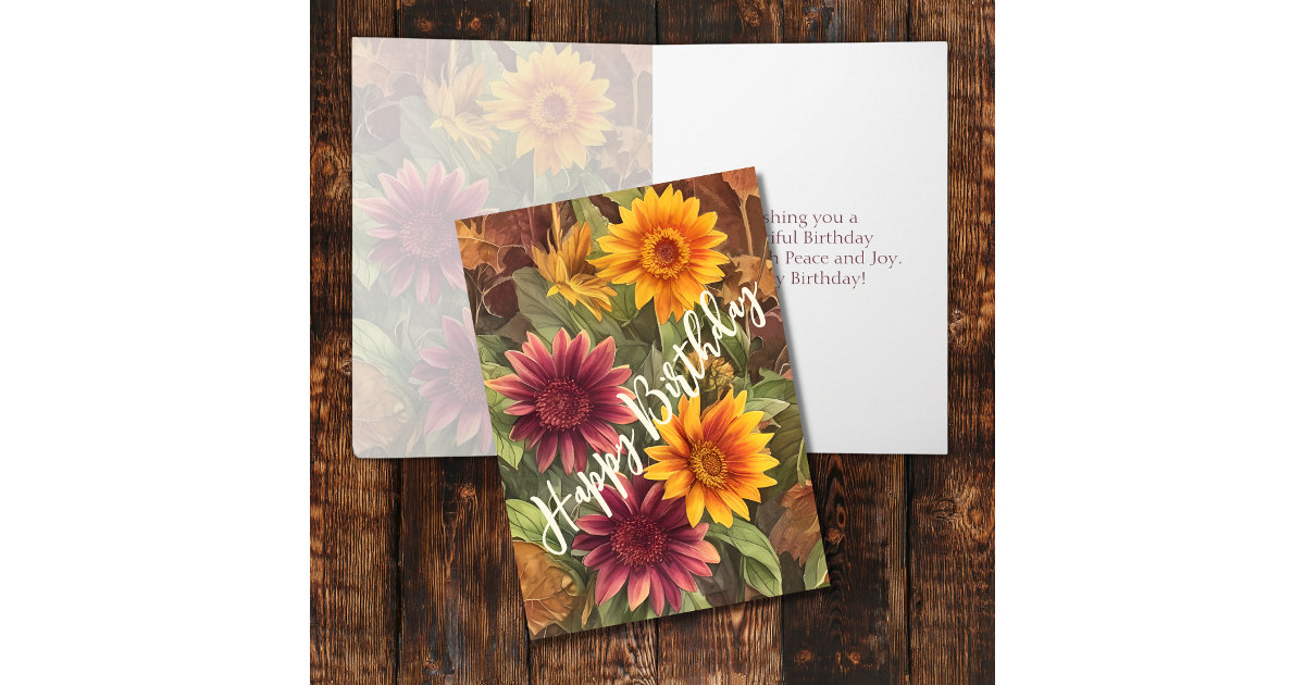 Pretty Autumn Flowers Floral Fall Birthday Card | Zazzle