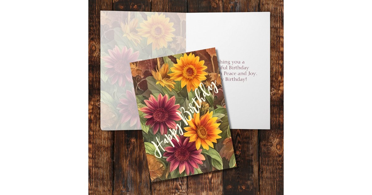 Pretty Autumn Flowers Floral Fall Birthday Card | Zazzle