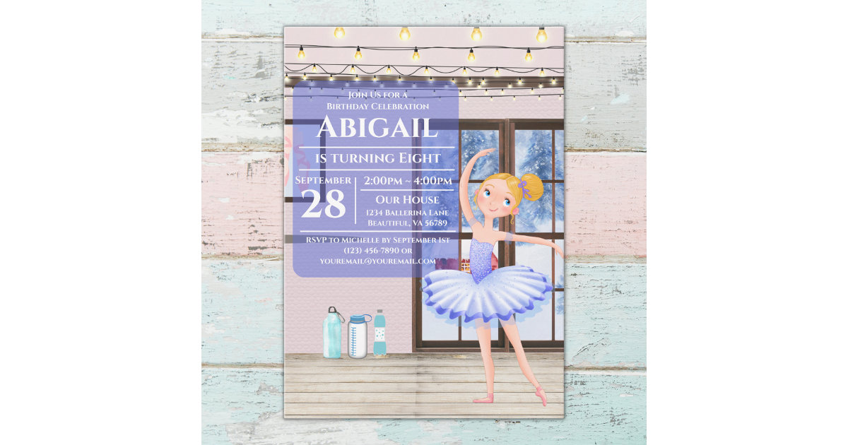 Pretty Ballerina Dance Studio Ballet Birthday Invitation | Zazzle