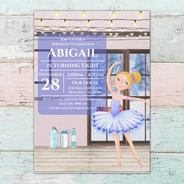 Pretty Ballerina Dance Studio Ballet Birthday Invitation | Zazzle