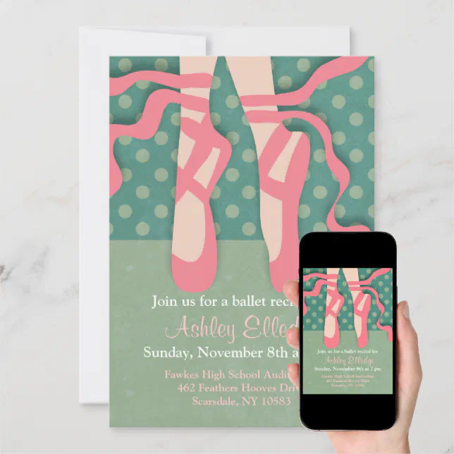 Pretty Ballet Recital Invitation | Zazzle