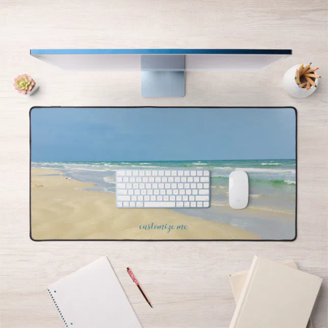 Pretty Beach House Personalized Coastal Photograph Desk Mat | Zazzle