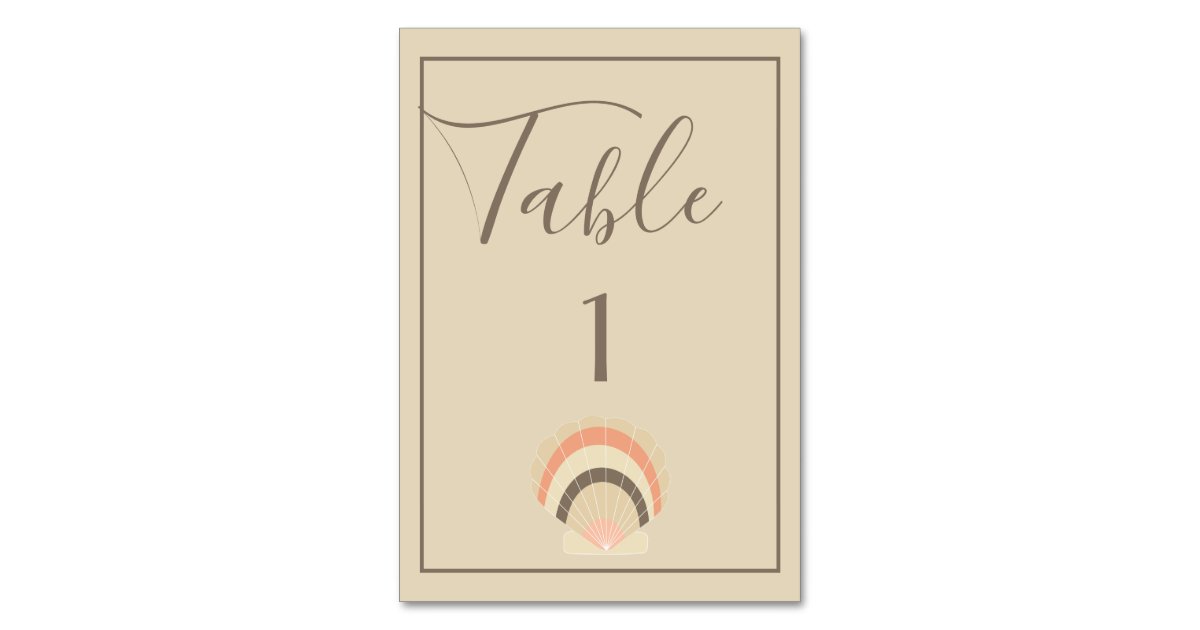 Pretty Beach Seashell Theme Table Number | Zazzle