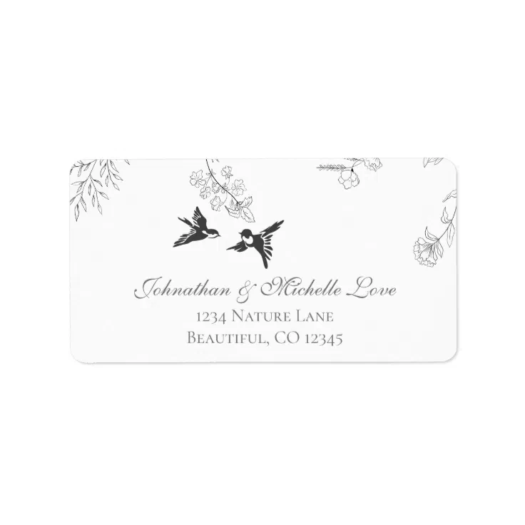 Pretty Birds and Branches Floral Garden Address Label | Zazzle