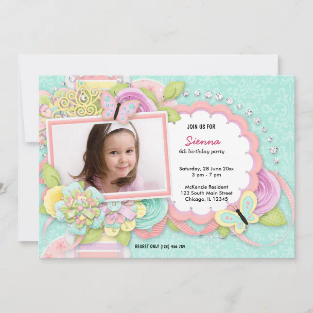 Pretty birthday theme invitation | Zazzle
