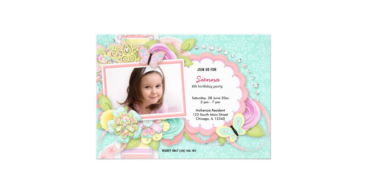 Pretty birthday theme personalized invitations