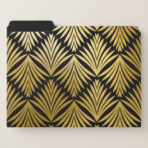 PRETTY BLACK & GOLD ART DECO PATTERNS FILE FOLDER | Zazzle