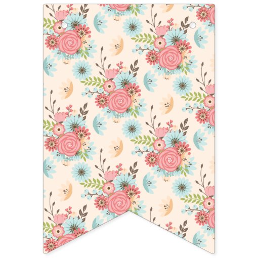 Pretty Blue and Coral Patterns Wedding Bunting Bunting Flags | Zazzle