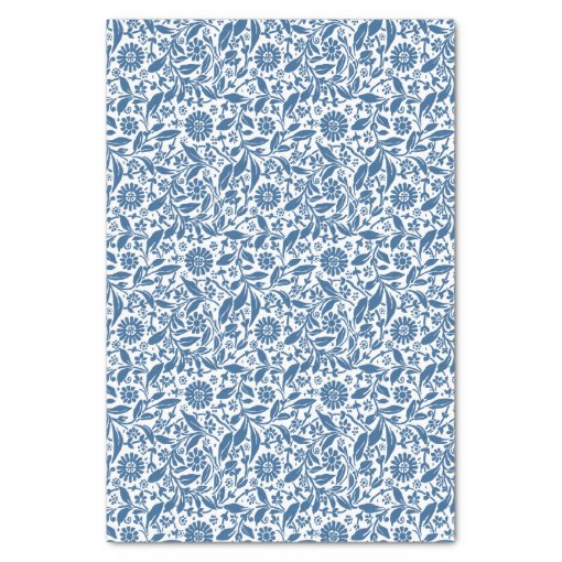 Pretty Blue and White Floral Pattern Tissue Paper | Zazzle