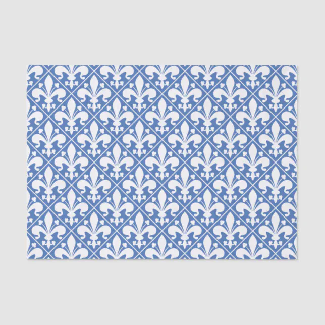 Pretty Blue and White French Fleur de Lys Tissue Paper | Zazzle