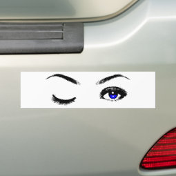 Pretty Blue Eyes Winking Bumper Sticker | Zazzle
