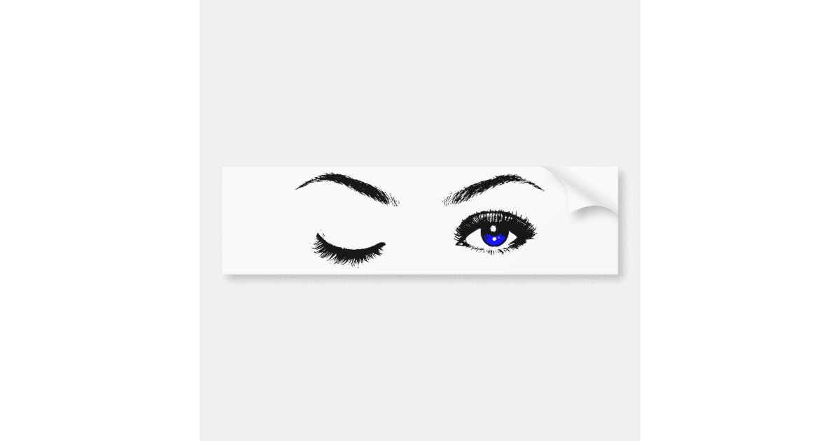 Pretty Blue Eyes Winking Bumper Sticker | Zazzle