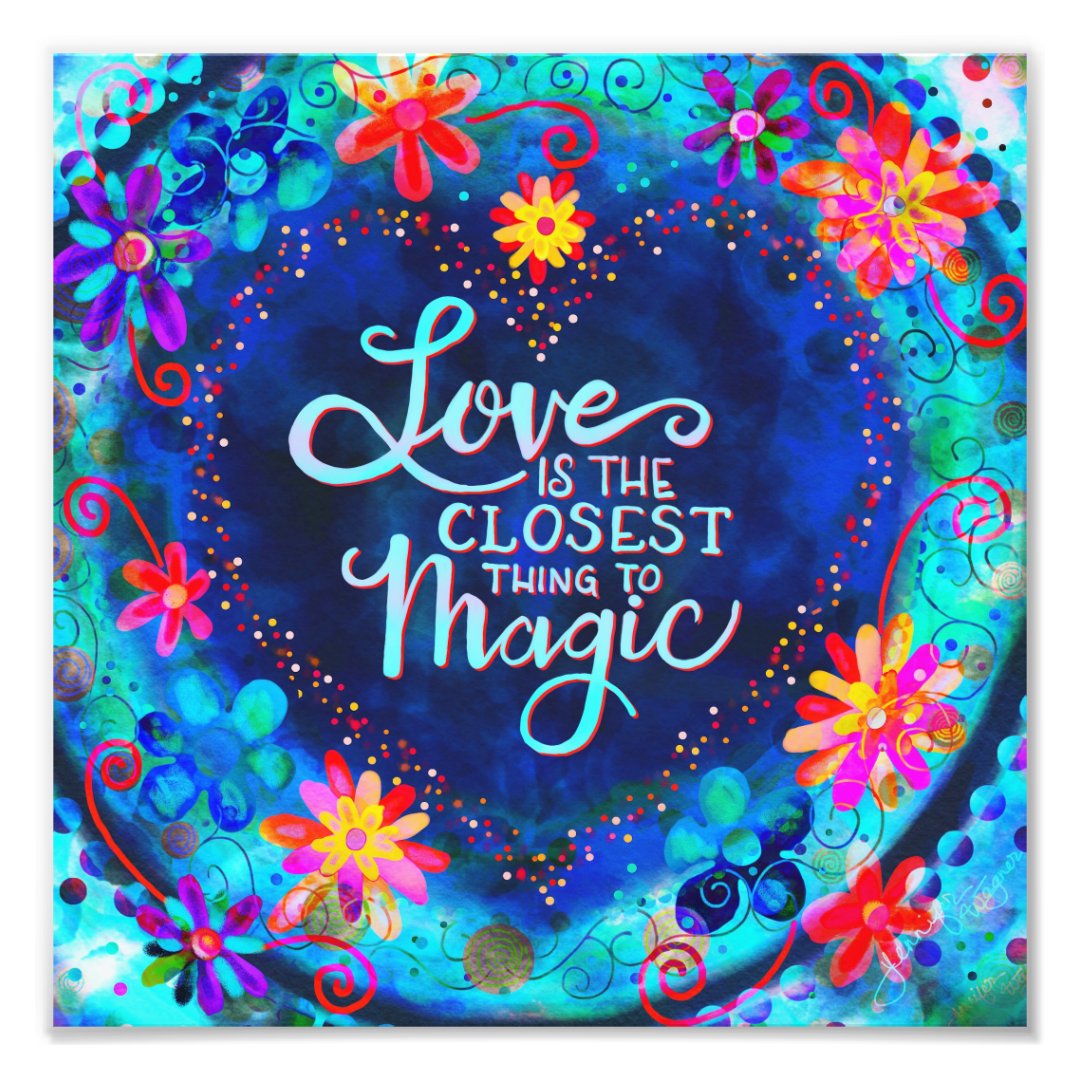 Pretty Blue Floral Love Heart Photo Print | Zazzle
