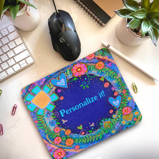 Pretty Blue Flowers Personalized Inspirivity Mouse Pad | Zazzle