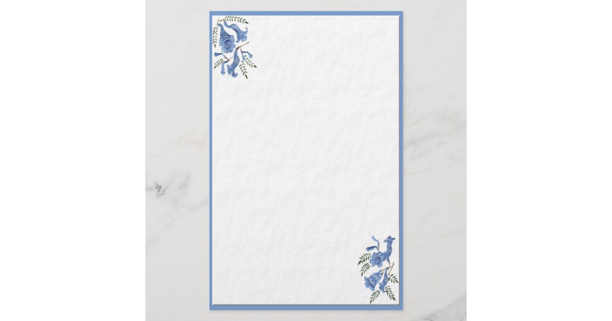 Pretty Blue Flowers Stationery | Zazzle