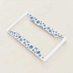 Pretty Blue Glitter Winter Snowflakes Christmas License Plate Frame ...