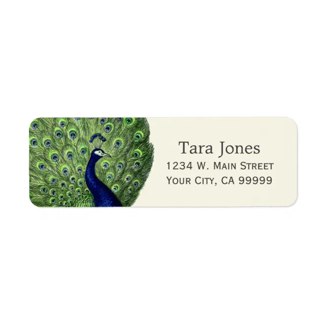 Pretty Blue Green Vintage Peacock Address Labels | Zazzle