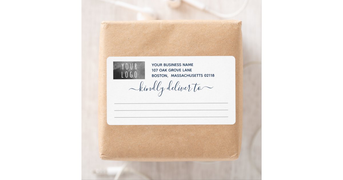 Pretty Blue Kindly Deliver To Logo Shipping Label | Zazzle