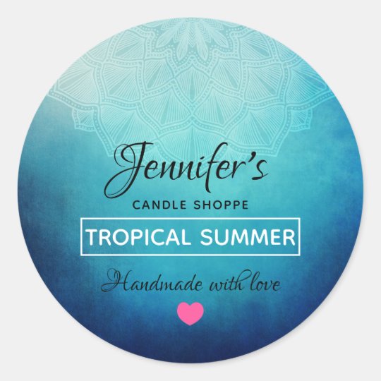 Pretty Blue Mandala Abstract Soap / Candle Classic Round Sticker ...