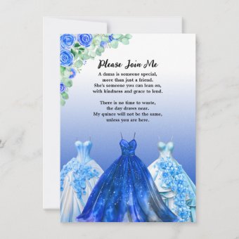 Pretty Blue Quinceañera Dama Proposal Invitation | Zazzle