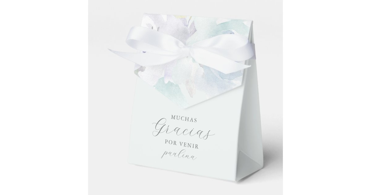Pretty Blue Watercolor Floral Gracias Thank You Favor Boxes | Zazzle