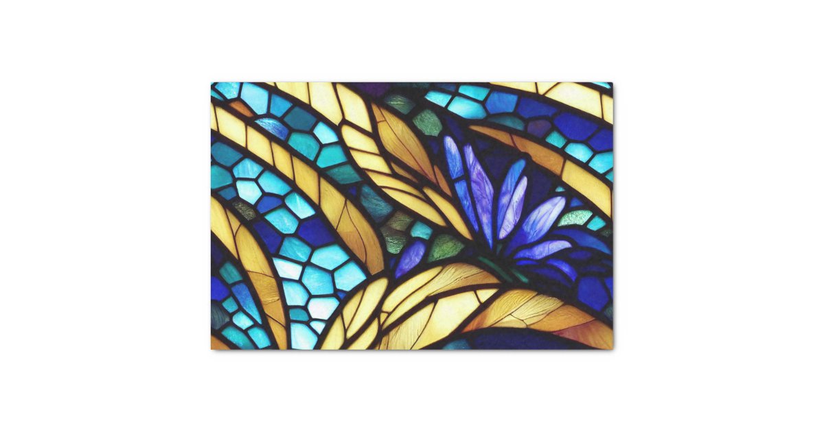 Pretty Blues Stained Glass Decoupage Tissue Paper Zazzle