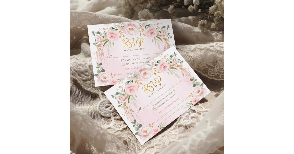 Pretty Blush Pink Floral Garden RSVP Enclosure Card | Zazzle